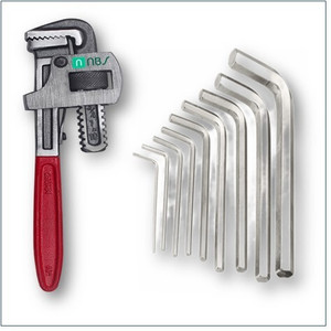 NBS NBS Allen Key Hex-Steel and Adjustable Pipe Wrench-10" Hand Tool ...