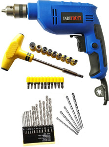 Inditrust 400W 10mm reversible drill machine 22pc Socket set 13pc HSS ...