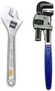 Hand power tool Open End Combo kit of 14 Inch Pipe Wrench and 12 Inch ...