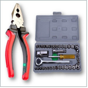 NBS NBS Double Colour Grip Plier-8" (200MM) and 40 Piece Goti Set Hand ...