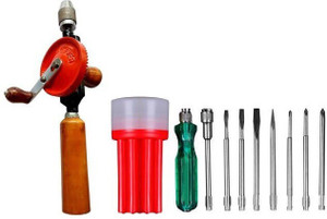 Toolhub Hand Drill Lever Machine With 9 Pcs Screwdriver Hand Tool Kit ...