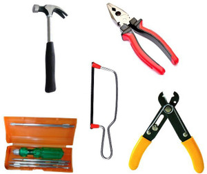 Buram Hand Tool Kit Screw Driver Set, Claw Hammer, Plier, Wire Cutter ...