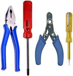 Toolhub Screwdriver, Heavy Plier, Wire Cutter, & Tester Hand Tool Kit ...