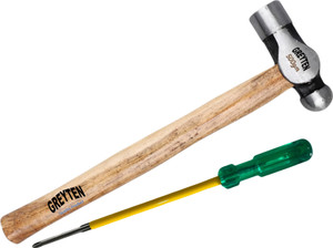 GREYTEN Hand Tools Set With 2-in-1 Screwdriver 6" & Wooden Handle Ball ...