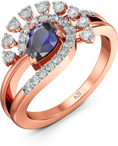 Joyalukkas Baguette Starlight Bluestone Rosegold Diamond Ring 18kt ...