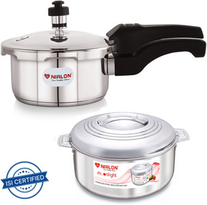 NIRLON Stainles Steel Cooker 1Ltr with Steam Insulated Steel Casserole ...