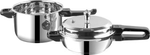VINOD 18/8 Stainless Steel Sandwich Bottom Combo Set of 2 with common ...