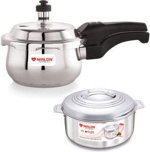 NIRLON Stainless Steel Belly Cooker 1.5Ltr with Steel Casserole 1500ml ...