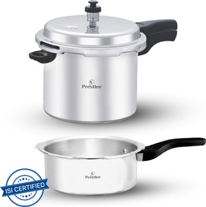 Prestlee Aluminium 3Ltr + 5Ltr Pressure Pan Cooker Combo, 5 Year ...