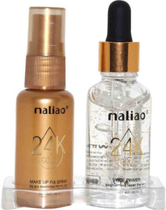 maliao 24K GOLD 2 IN 1 FACE PRIMER & MAKE UP FIXER SET brighten and ...