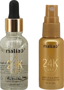 maliao 24K GOLD 2 IN 1 FACE PRIMER & MAKE UP FIXER SET brighten and ...