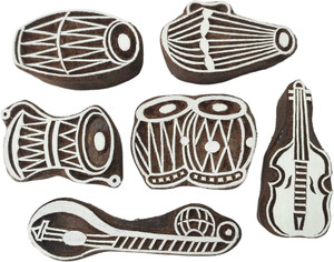 Kraftwala Wooden Musical Instrument Deep Carved Printing Blocks Price ...