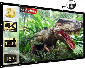 Spline 84" Inch Projector Screen (Foldable) 6 x 4 Feet 4:3 UHD - 4K (W ...