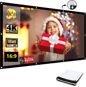 Spline 165 inch 4K 16:9 Portable Eyelet Foldable for Home Anti-Crease ...
