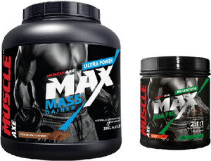 MUSCLE – AXE MAX Chocolate Flavour Mass Gainer 3 Kg With BCAA Fuels ...