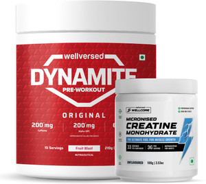 Wellversed Dynamite Pre-Workout + Wellcore Creatine Monohydrate Powder ...