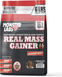 monster labs Monster Real Mass Gainer 6 LBS Chocolate Flavor Whey ...