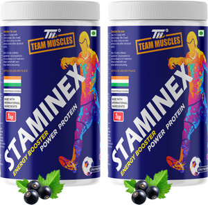 TEAM MUSCLES TM Staminex Energy Booster-1kg Pack of 2 (Orange) Whey ...