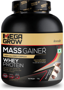 MEGAGROW Mass Gainer Whey Protein Powder, 3kg Milk Chocolate - Total 30 ...