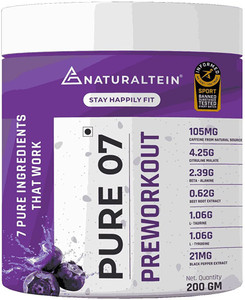 NATURALTEIN PURE-07 Natural and Vegan Pre-Workout Supplement Pack, 200 ...