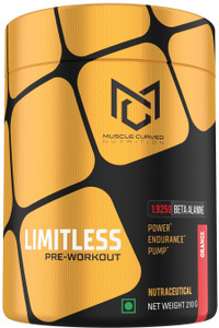muscle curved Limitless Pre-Workout 210gm Orange Flavor Provide Power ...