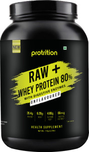 Protrition Raw+ Whey Protein Powder 80% 26.4g Protein, 5.64g BCAA per ...