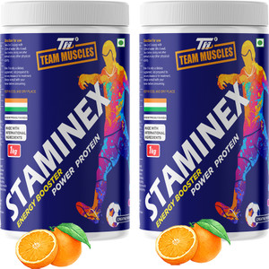 TEAM MUSCLES TM Staminex Energy Booster-1kg Pack of 2 (Orange) Whey ...