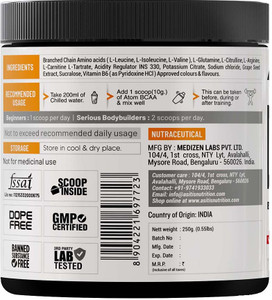 AS-IT-IS Nutrition ATOM BCAA with L-arginine, L-Carnitine, L-Citrullin ...