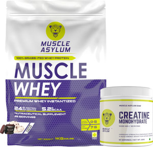 Muscle Asylum 100% Whey Protein Cookie Cream & Micronized Creatine ...