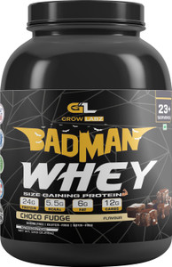 Grow Labz Badman Whey Protein 1kg Choco Fudge Flavour 45 Serving ...