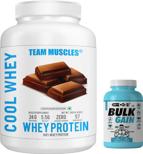 TEAM MUSCLES Cool Whey Protein 2 Kg With BCS Bulk Gain-100 Capsules ...