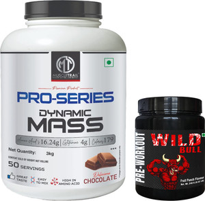 Muscle Trail Pro Series Dynamic Mass with Wild Bull Pre-Workout (Combo ...