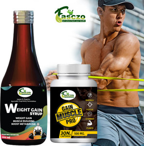 Fasczo Muscle Pro Weight Gain Capsule [30] & Weight Gain Syrup Combo ...