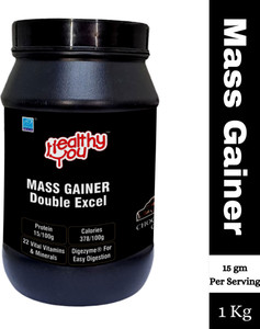 HEALTHY YOU Mass Gainer Double Excel | 13.5gm Protein & 2.1g BCAA per ...