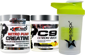 BIG ROCK NUTRITION Nitro Pump Creatine, Shaker and C9 Extreme Rock Pre ...