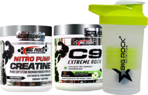 BIG ROCK NUTRITION Nitro Pump Creatine, Shaker and C9 Extreme Rock Pre ...