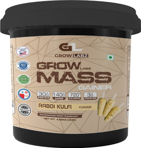 Grow Labz Mass Gainer 4.55Kg Rabdi Kulfi 45 Serving Supports Recovery ...