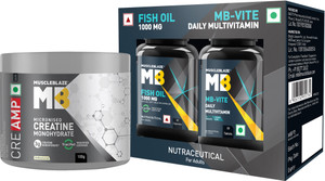MUSCLEBLAZE Micronised Monohydrate CreAMP, MB-Vite Daily Multivitamin ...