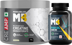 MUSCLEBLAZE Creatine Monohydrate CreAMP with CreAbsorb& Omega 3 Fish ...