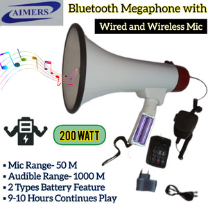 AIMERS Wired & Wireless Mic Bluetooth Megaphone with Recorder,USB ...
