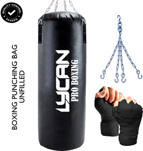 LYCAN Pro boxing bag ( unfilled ) 2feet long with hanging chain ...