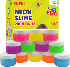 sneki 12 Neon Slime Kit Toys jelly slime putty clay kit set pack for ...