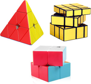 Authfort 2x2x2 Pyramid & Magic Gold Mirror Super Speed Cube Combo ...