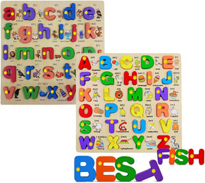 Plus Shine Uppercase & Lowercase Alphabets Wooden Puzzle for Kids ...