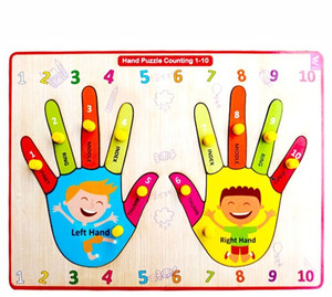 WISSEN Wooden Hand Counting Peg Board Puzzle- 12*9 inch - Wooden Hand ...