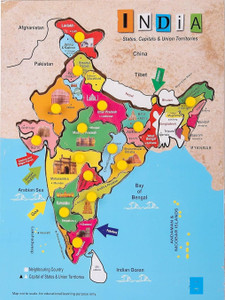 FRONY Indian Political Map Jigsaw Puzzle,States of India Learning ...