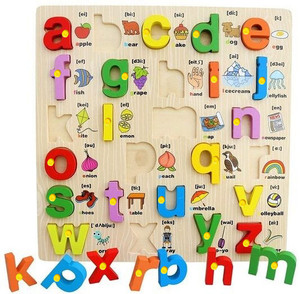 Plus Shine 3D Wooden Alphabets Small Letter Montessori Puzzle Board ...