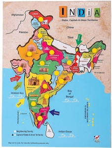 MADDYGROUP Wooden India Map Board with States & Union Territories ...
