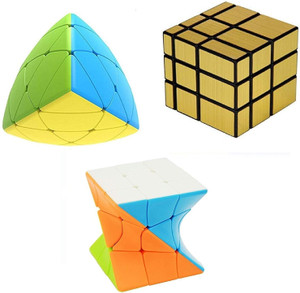 littlewish Pack of 3 cubes Round pyramid,gold magic cube,twister cube ...