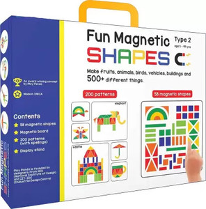 KIDSNEY 58 Magnetic Shapes, 200 Pattern Book, Magnetic Board And ...